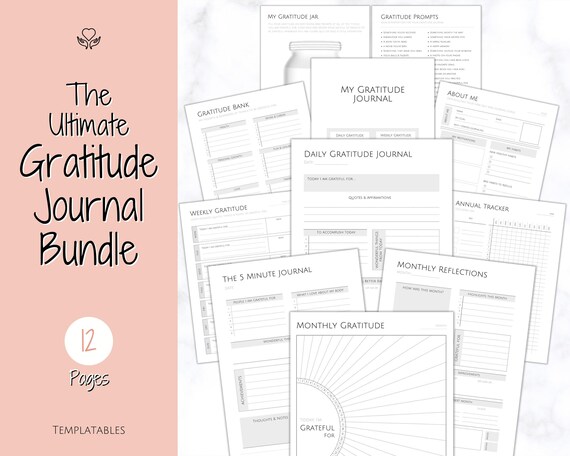 Printable Gratitude Journal BUNDLE Mindfulness Log Gratitude - Etsy