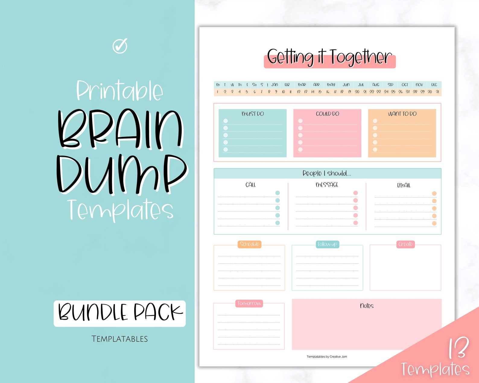 EDITABLE Brain Dump Template BUNDLE, to Do List Printable, ADHD Daily ...