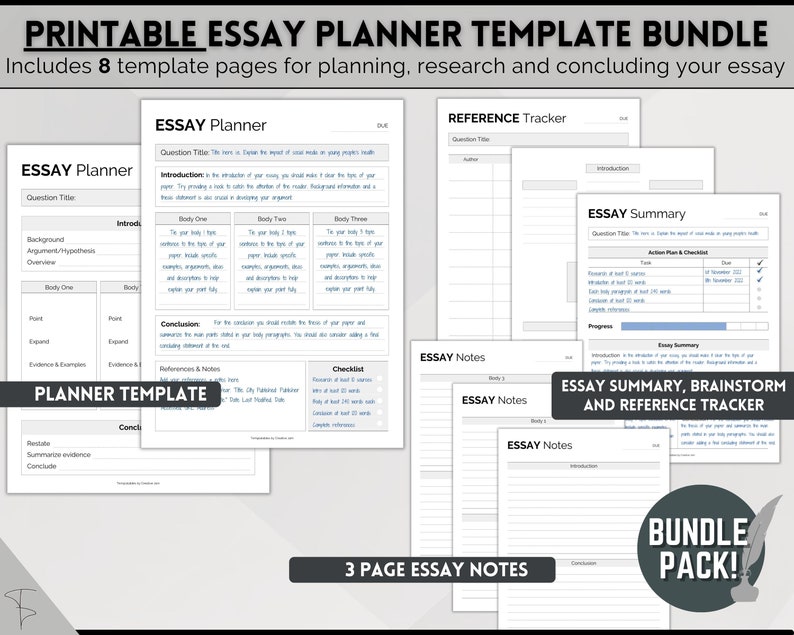 Printable Essay Planner BUNDLE for Students Essay Writing - Etsy