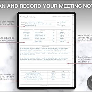 Meeting Minutes Template, Digital Meeting Notes, Digital Planner ...