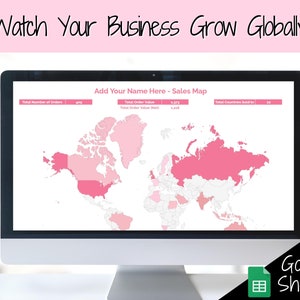 GLOBAL Sales Map Tracker, Etsy Seller Order Tracker, Small Business ...