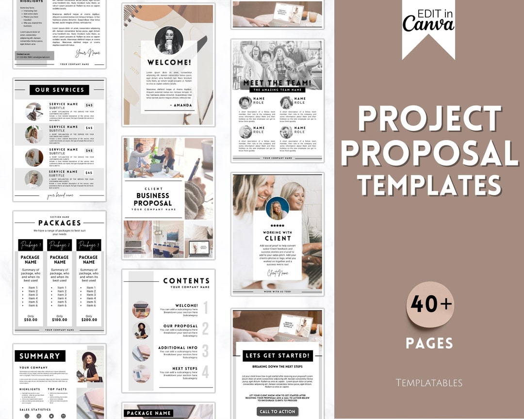 Business Proposal Template, Project Proposal, 40 Editable Canva ...