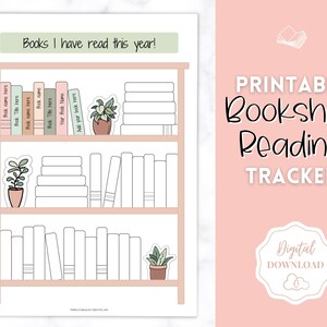 Book Tracker Printable, Bookshelf Reading Poster, Reading Tracker ...