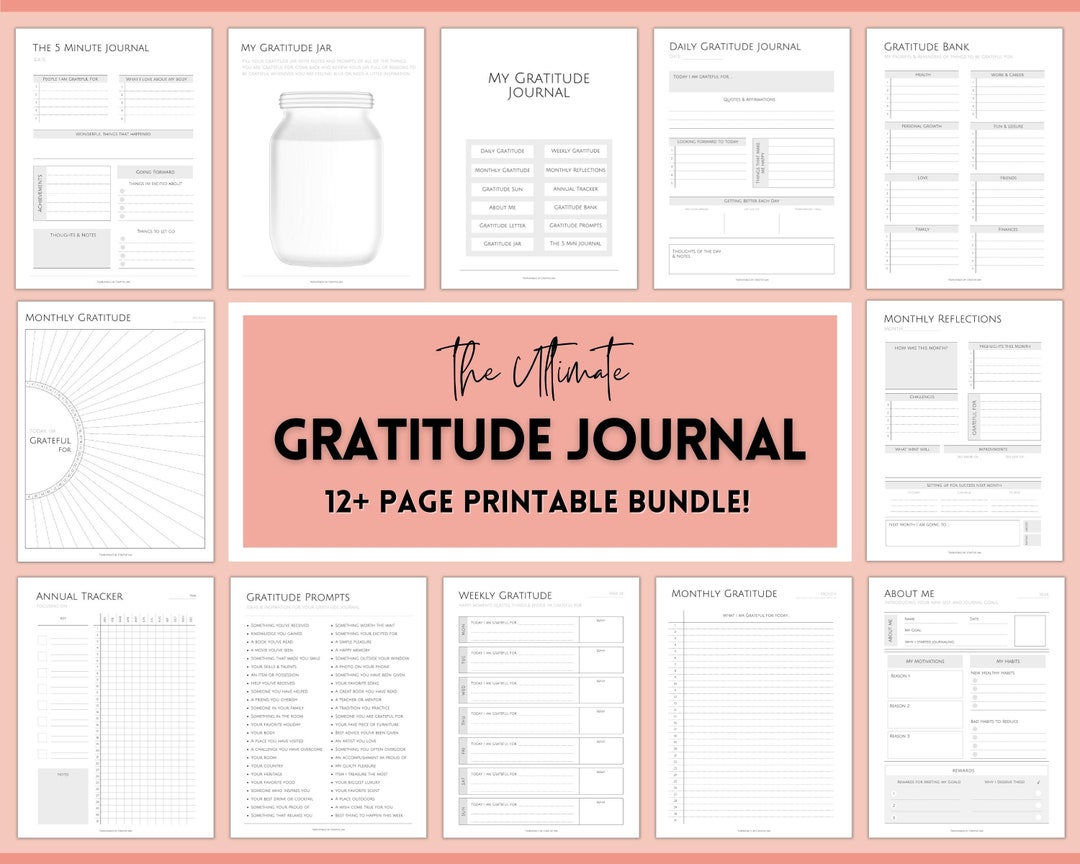 Gratitude Journal Printable BUNDLE! Mindfulness Log, Gratitude Template ...