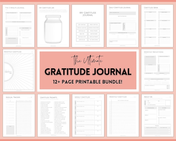 Gratitude Journal Printable BUNDLE Mindfulness Log Gratitude - Etsy