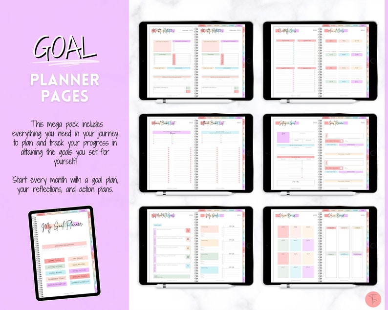 UNDATED Digital Planner Digital GOAL Planner Goals Tracker - Etsy