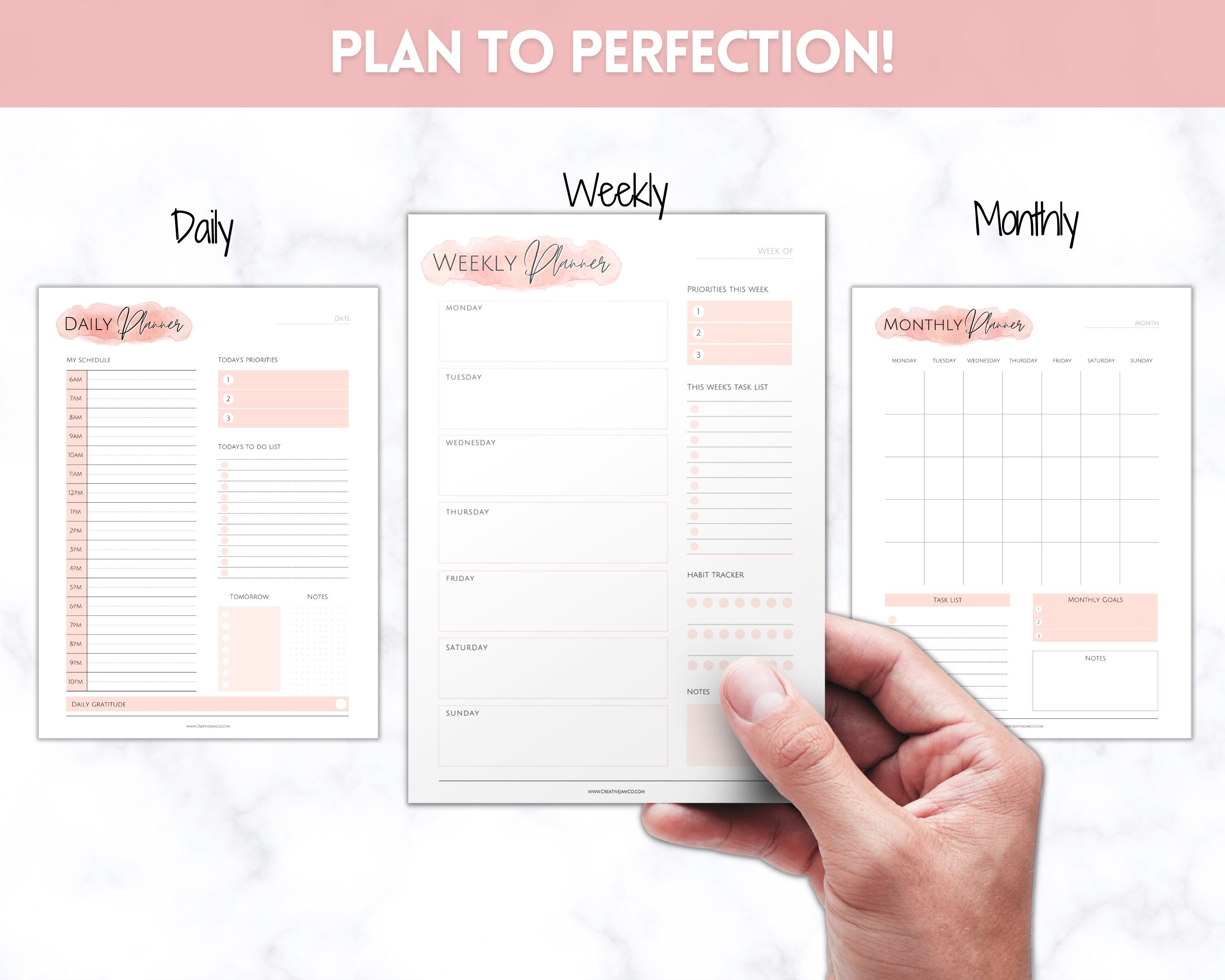 PINK Planner Bundle Daily Planner Weekly Planner Monthly - Etsy UK