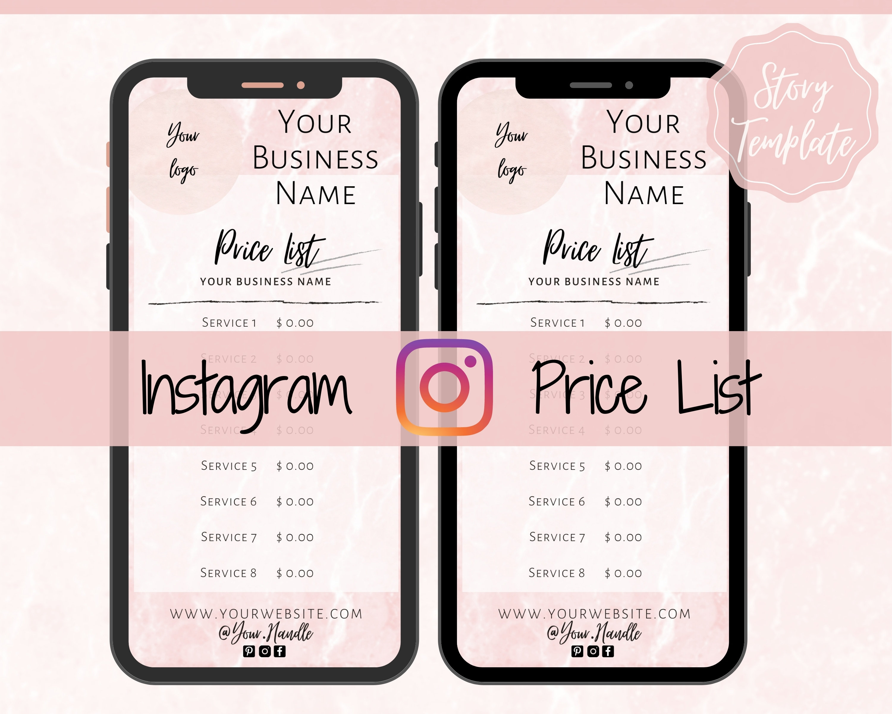 Instagram Template PRICE LIST Instagram Story Price List | Etsy
