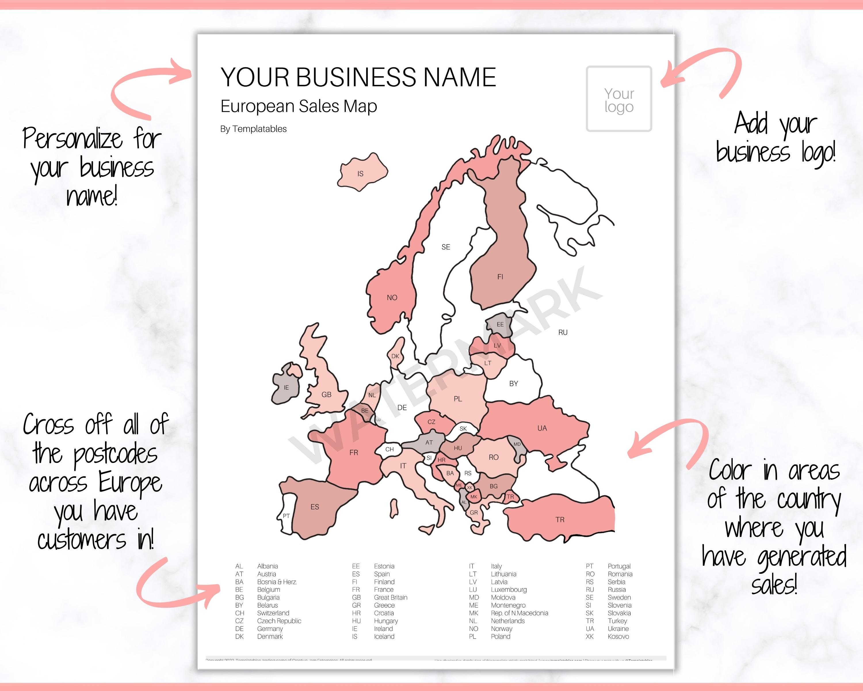 EDITABLE Sales Tracker Europe Sales Map Etsy European - Etsy UK