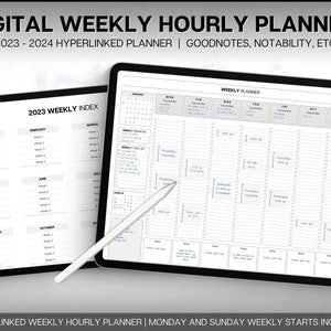 Digital WEEKLY Hourly Planner, 2024 Digital Planner, iPad Planner ...