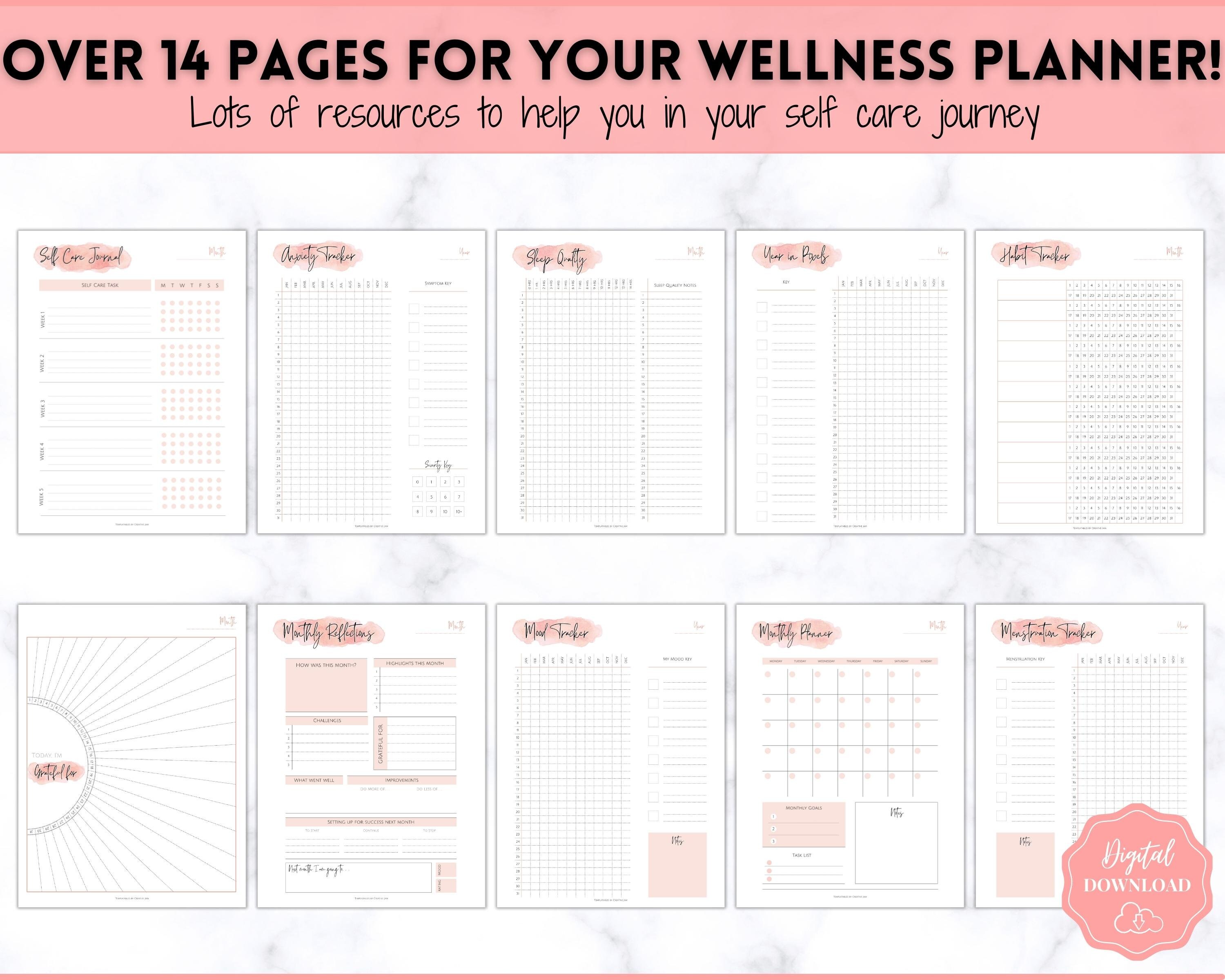 Wellness Planner BUNDLE Self Care Journal Printable Selfcare | Etsy