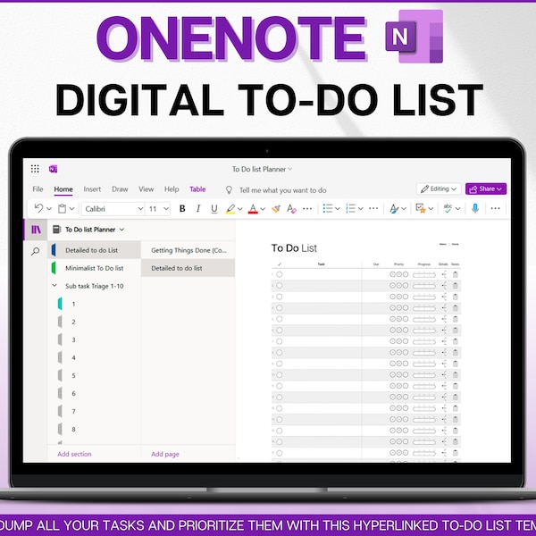 One Note Template to Do List - Etsy