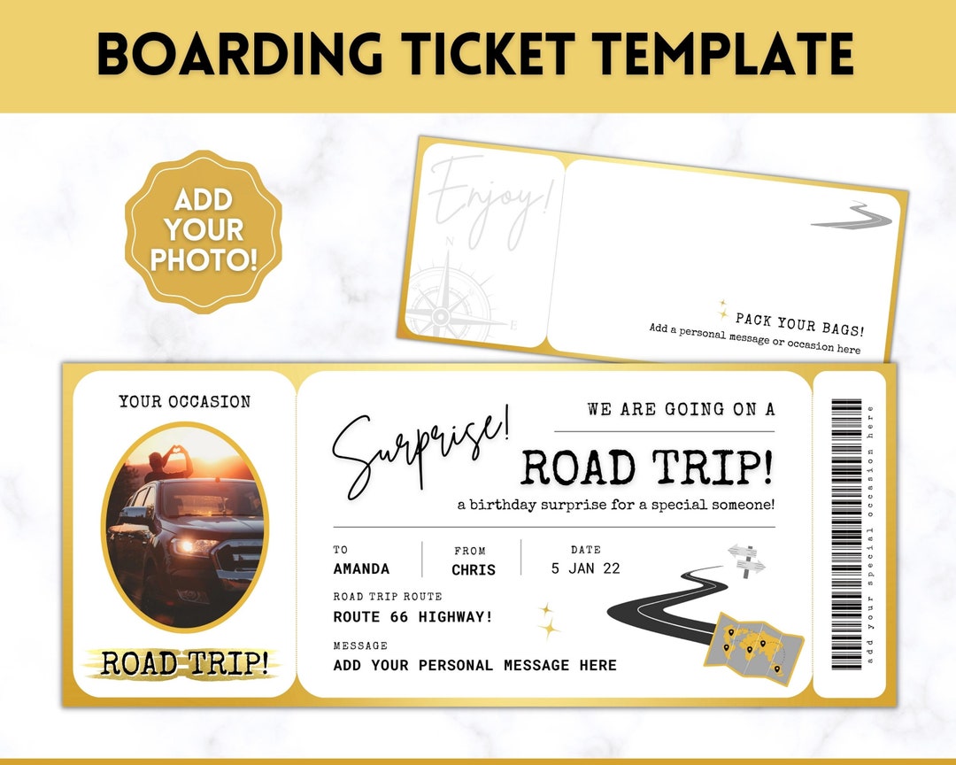 EDITABLE Road Trip Ticket Template, Family Road Trip Ticket, Ticket to ...
