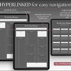 Work Planner, Digital Planner, Work Day Organizer, Daily Planner, Work ...