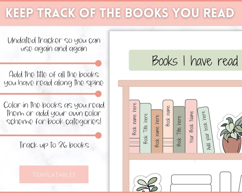 Bookshelf Reading Tracker Printable Reading Poster Book - Etsy