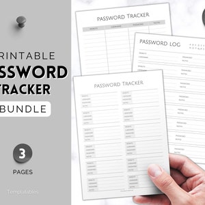 Printable Password Tracker BUNDLE, 3 Password Logs & Organizers ...