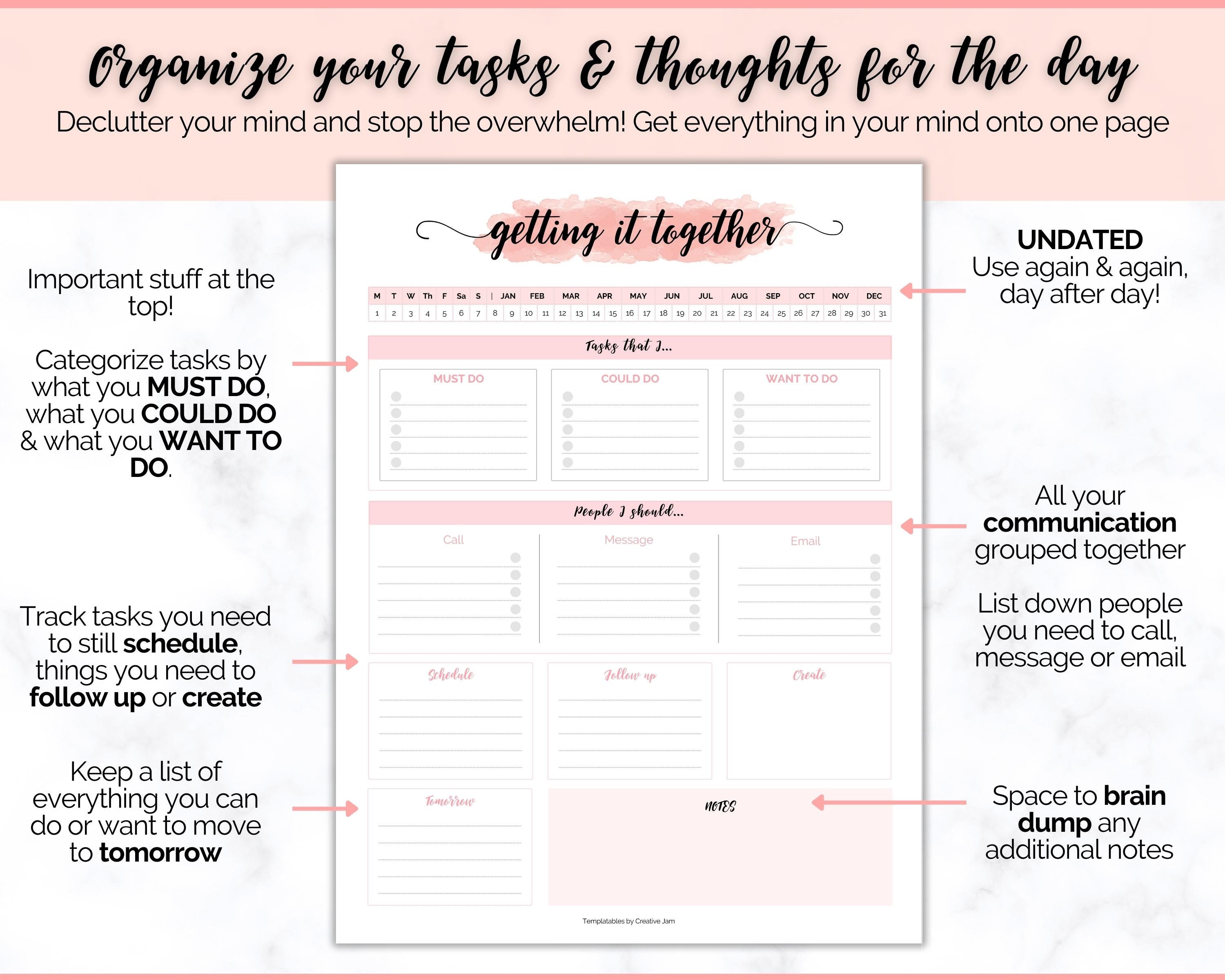 EDITABLE Brain Dump Template BUNDLE, to Do List Printable, ADHD Daily ...