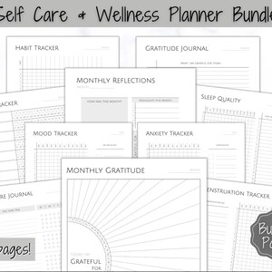 Wellness Planner & Self Care Journal BUNDLE, Printable Selfcare Tracker ...