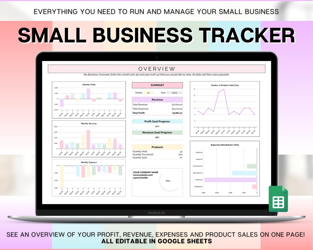 Small Business Spreadsheet, Inventory Tracker, Bookkeeping, Budget ...
