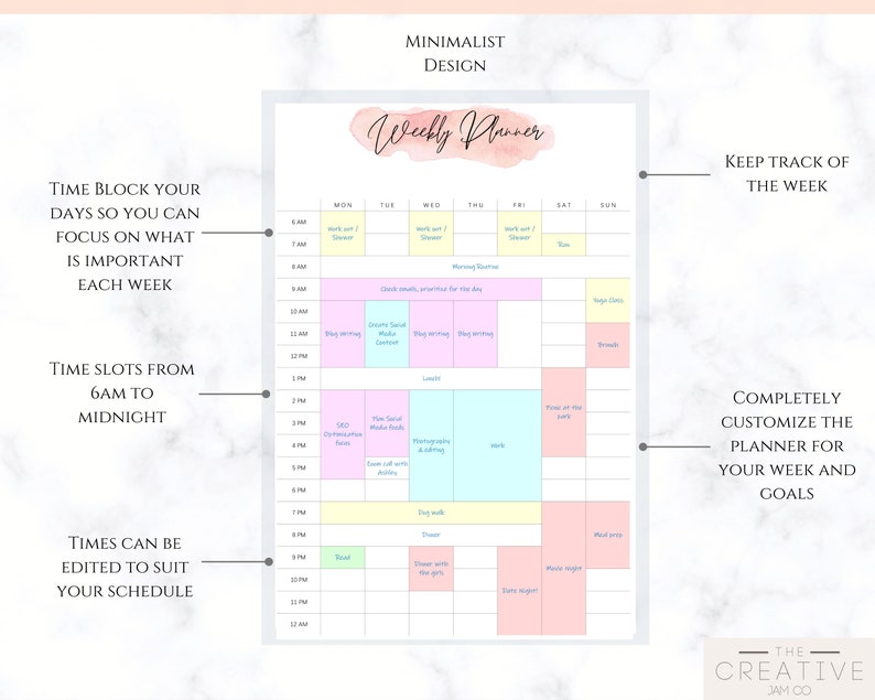 Weekly Hourly Planner Undated Printable. Editable to Do List - Etsy
