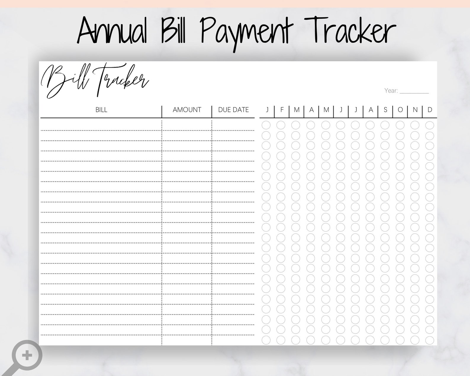 Bill Tracker, Bill Payment Tracker Printable, Bill Organizer, Monthly ...