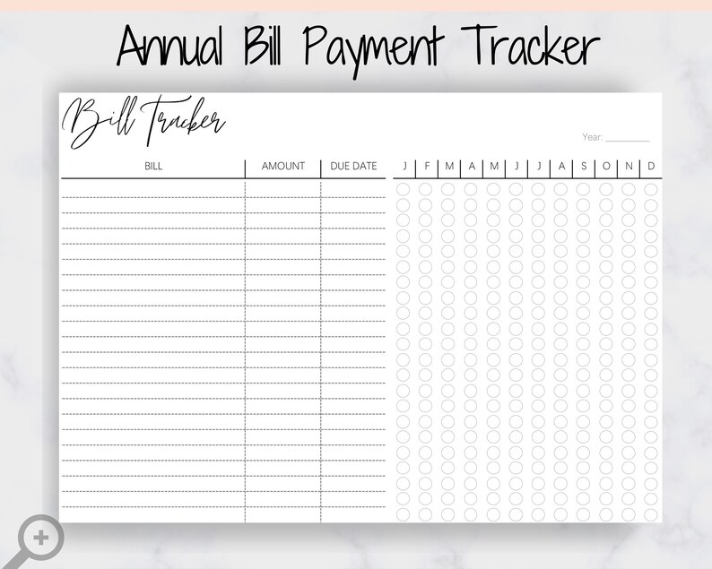 Bill Tracker, Bill Payment Tracker Printable, Bill Organizer, Monthly ...