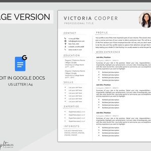 Professional Resume Template for GOOGLE DOCS. CV Template Professional ...