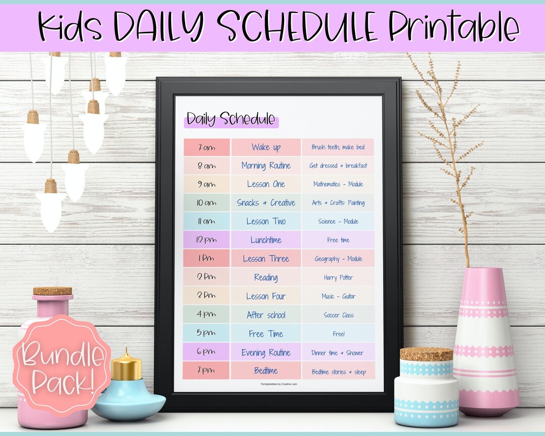 Homeschool Daily Schedule, Kids Daily Routine, Chore Chart, Nanny ...