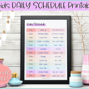 Daily Schedule, Kids Homeschool Weekly Planner, Daily Routine Template ...