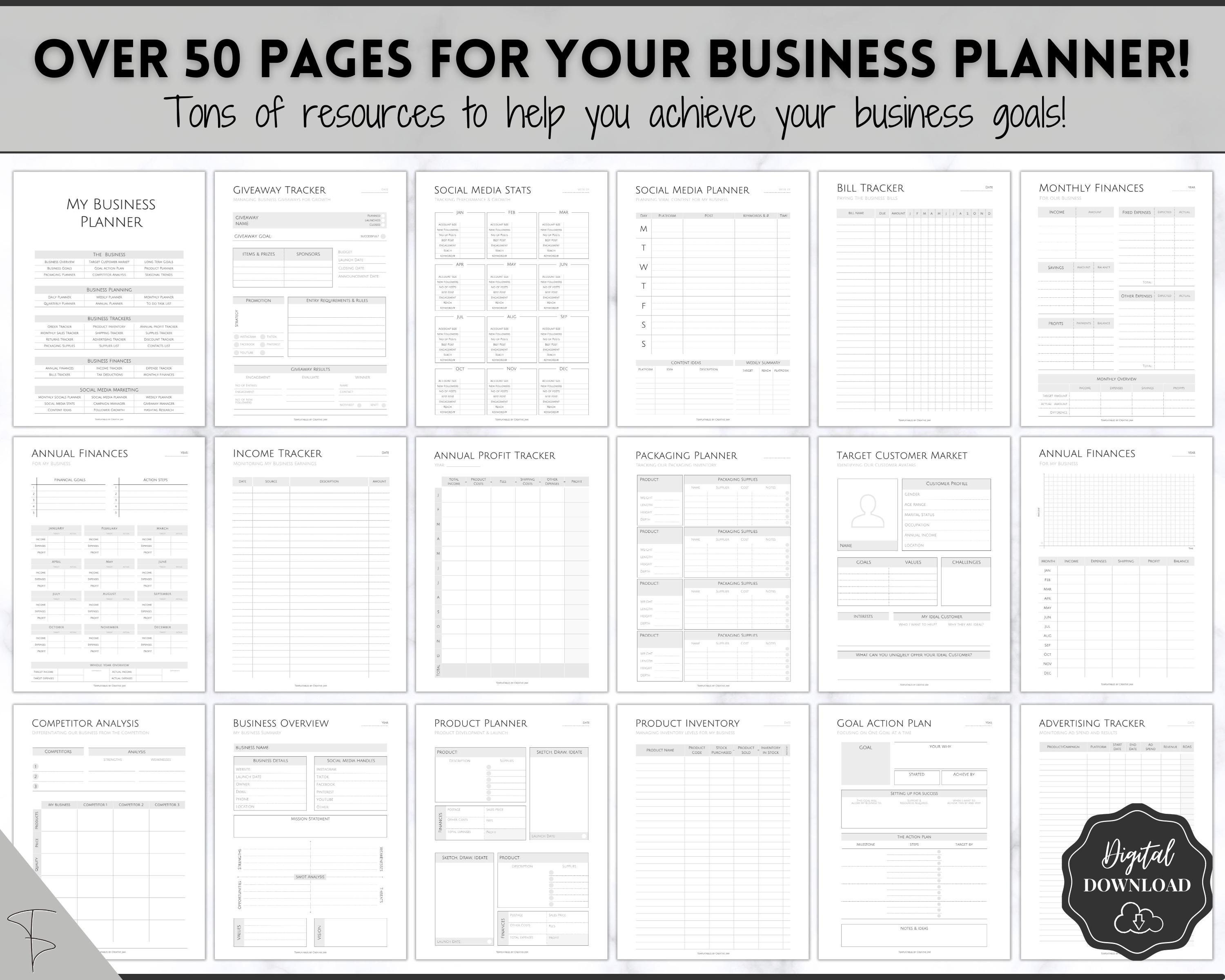 Business Planner Printable BUNDLE, Small Business Planner, Side Hustle ...
