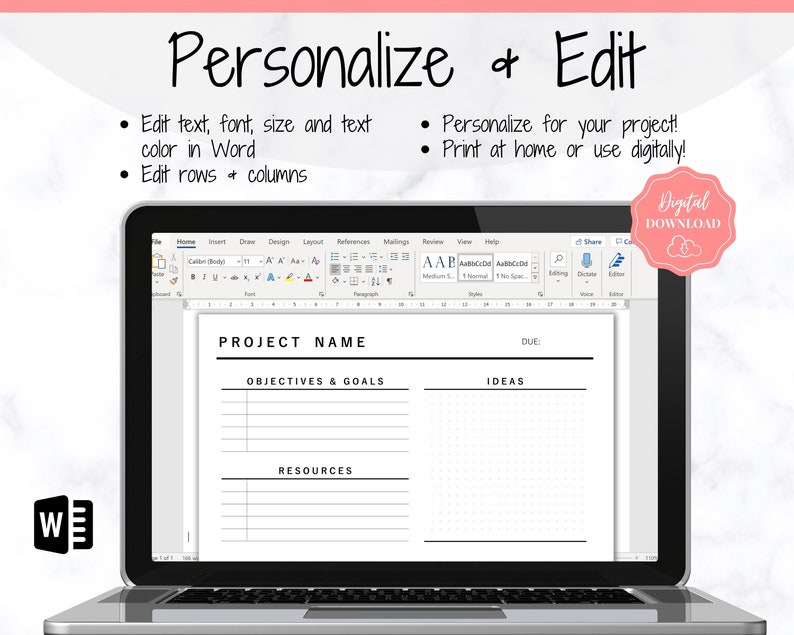 EDITABLE Project Planner Printable. Template BUNDLE Work - Etsy