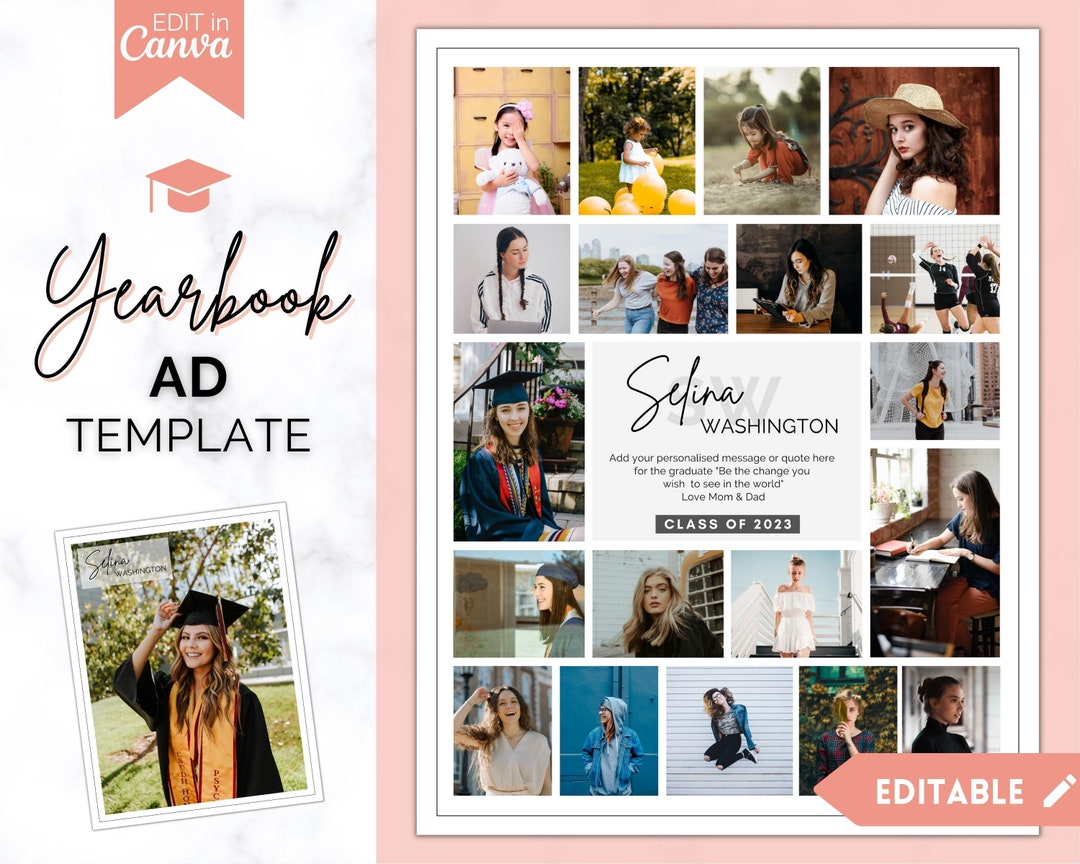 Yearbook Template, Senior & High School Graduation Ad, Grad ...