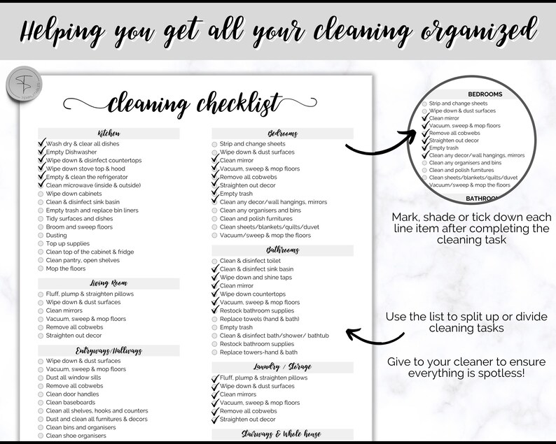 Master Cleaning Checklist Printable Cleaning Planner - Etsy UK