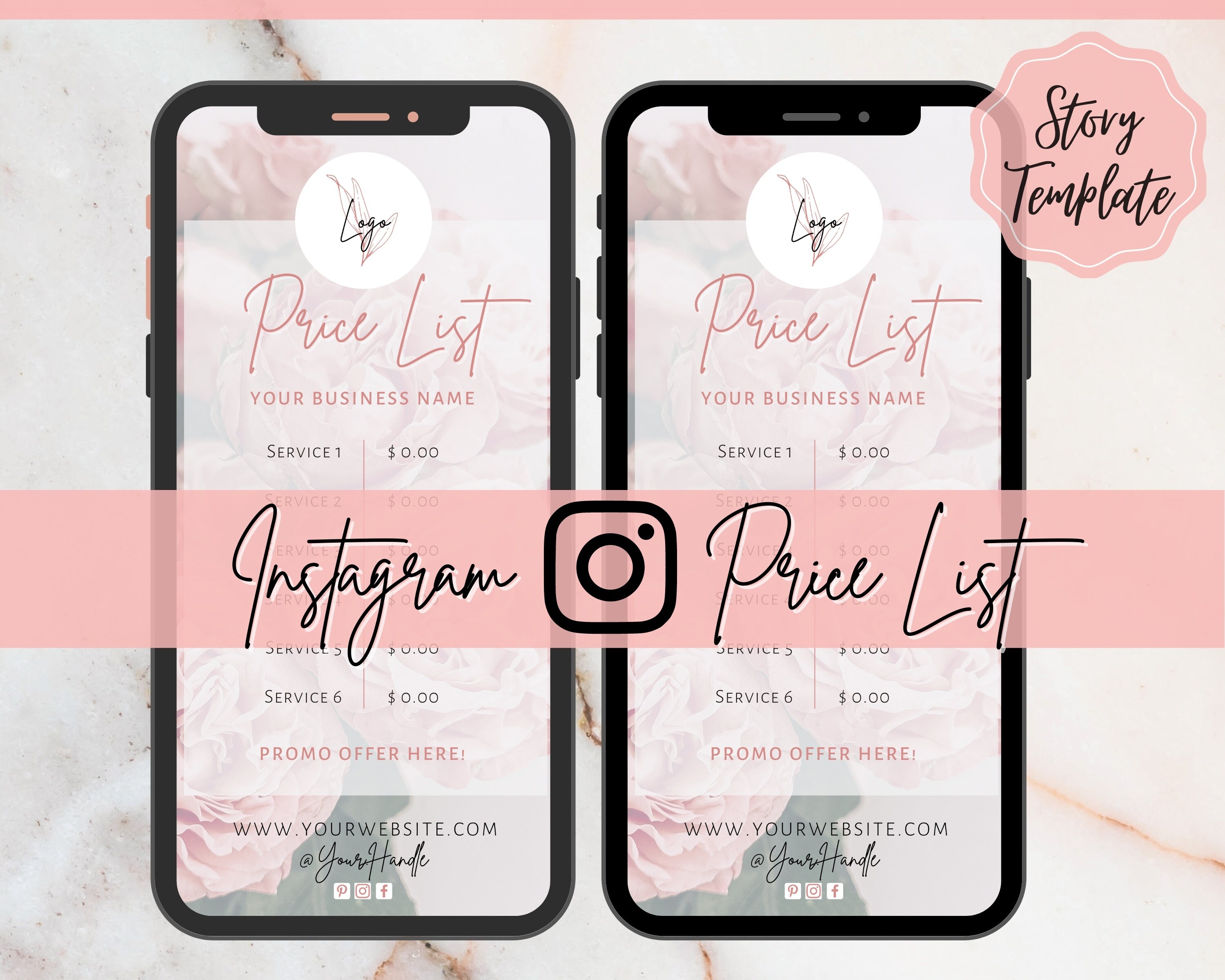 PRICE LIST Template Instagram Story Canva Price List Template - Etsy