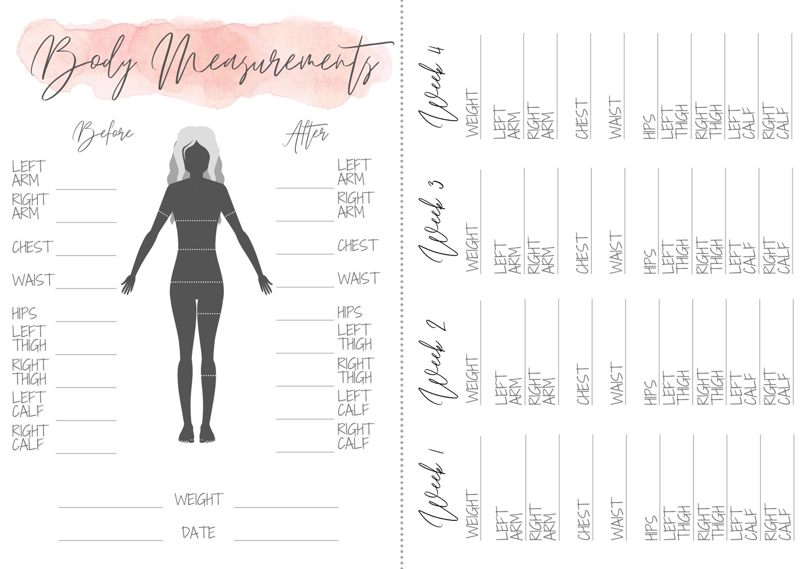 Body Measurement Fitness Planner for Weight Loss. Template - Etsy UK