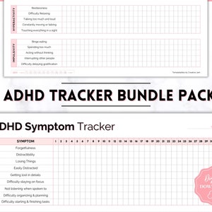 ADHD Symptom Tracker, Behavior & Hygiene Tracker BUNDLE! Monthly ...