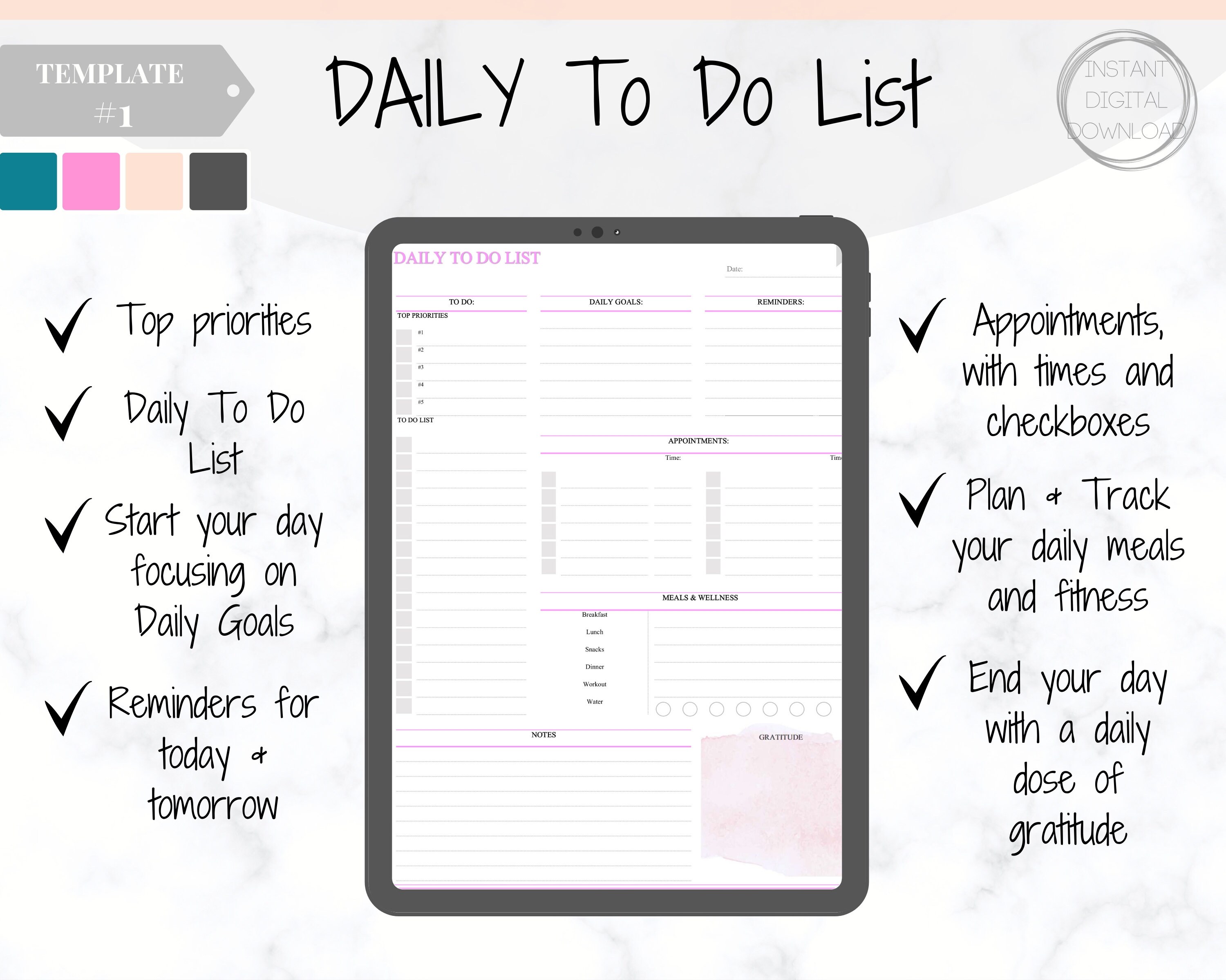 To do List Productivity Planner Checklist. Printable with Goal | Etsy
