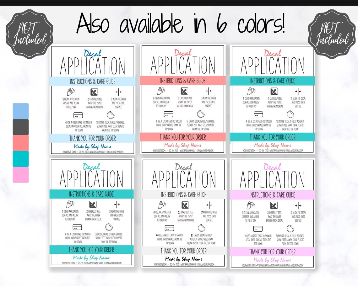 Printable Vinyl Decal Care Card Instructions. Decal - Etsy UK