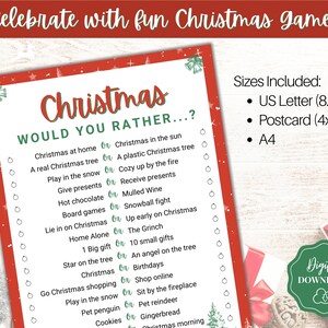 Christmas Party Game. Holiday Games Printable, Would You Rather ...