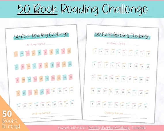 50 Book Challenge Printable Reading Challenge BUNDLE 50 - Etsy