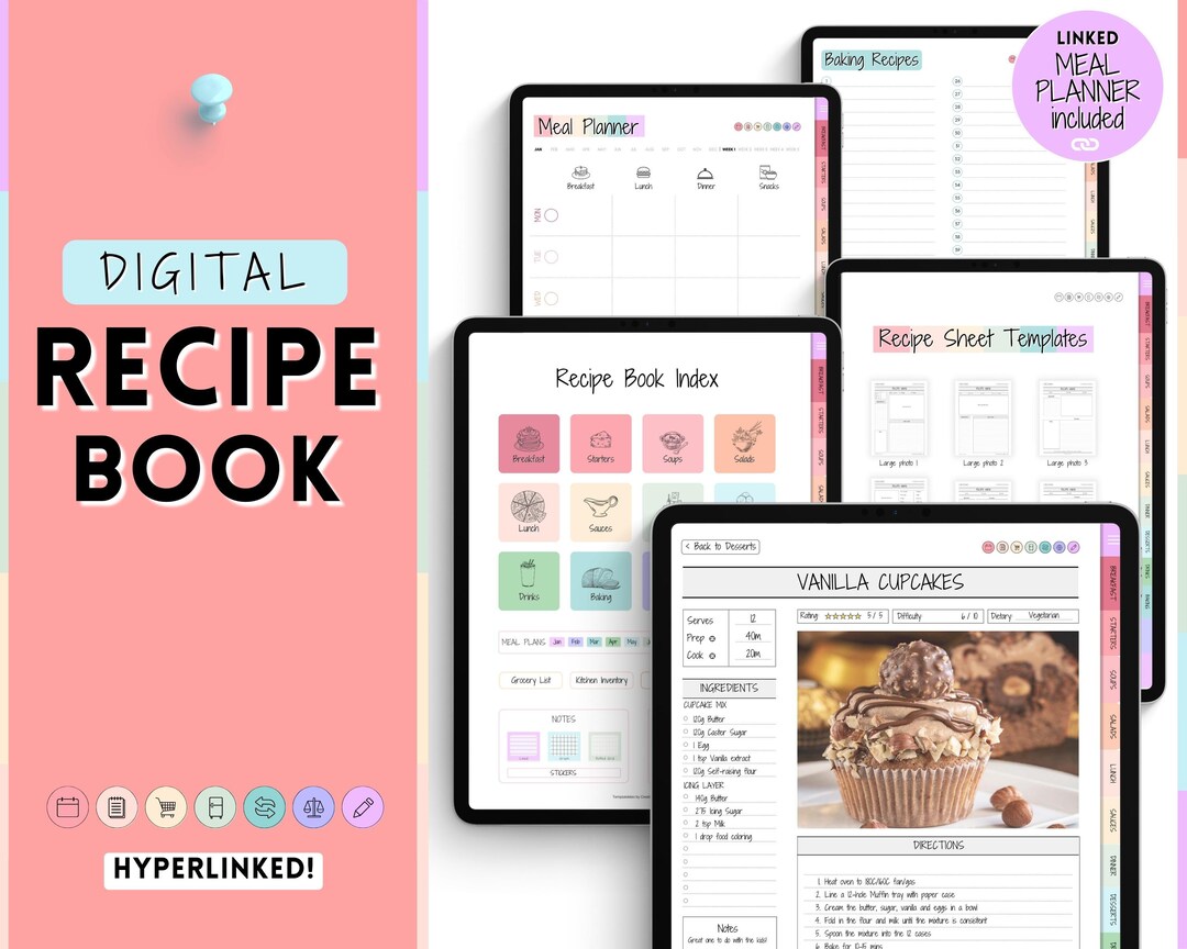 Digital Recipe Book for Goodnotes, Recipe Template, Digital Meal ...