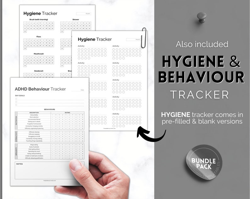 ADHD Symptom Tracker Behavior & Hygiene Tracker BUNDLE - Etsy