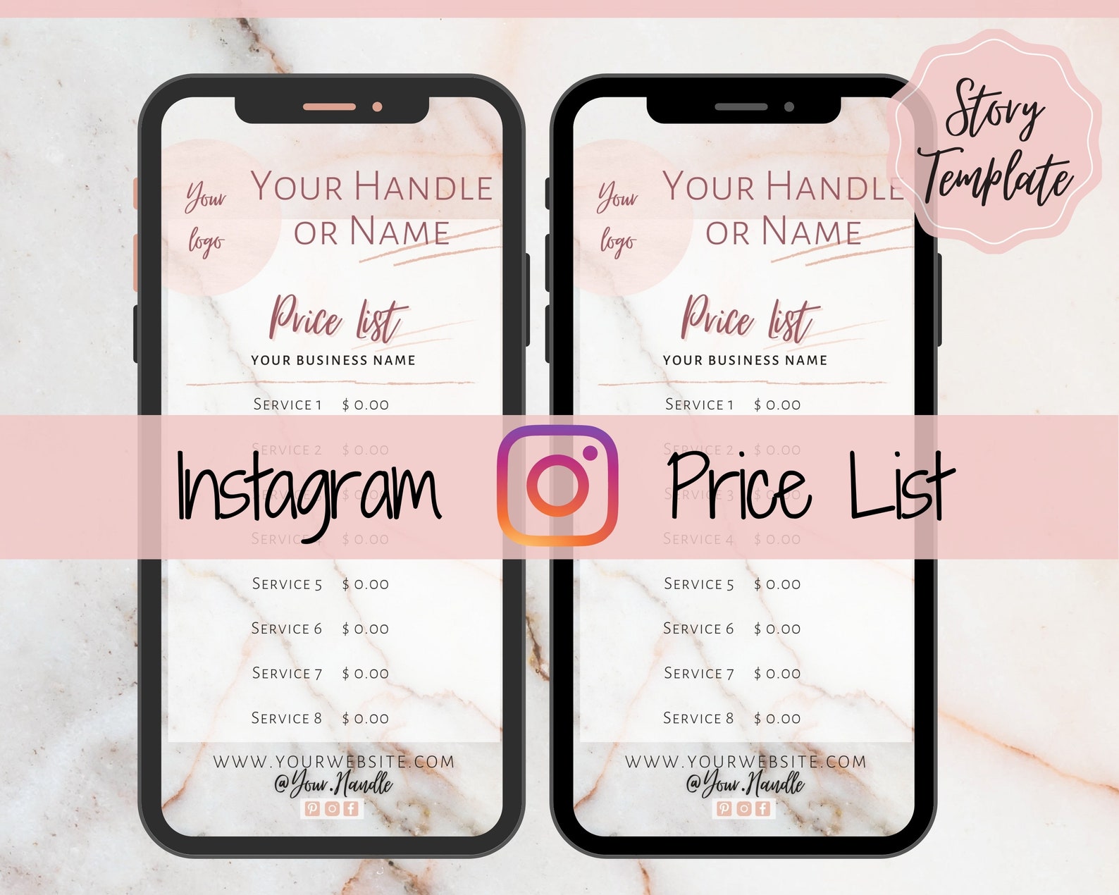 Instagram Template PRICE LIST Instagram Story Price List - Etsy