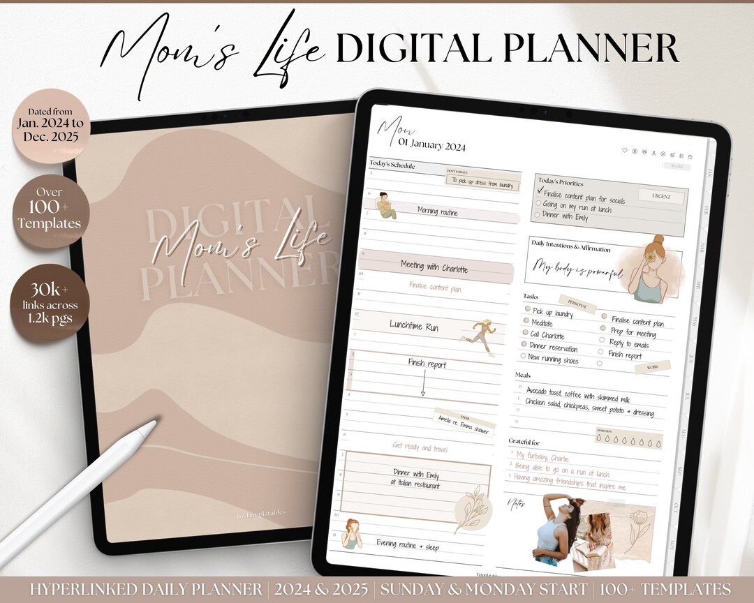 2024 Mom Life Digital Planner, 2025 MOM Digital Planner, Busy Mom ...
