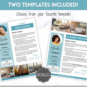 Airbnb & VRBO Welcome LETTER Template Editable Canva Air Bnb - Etsy UK