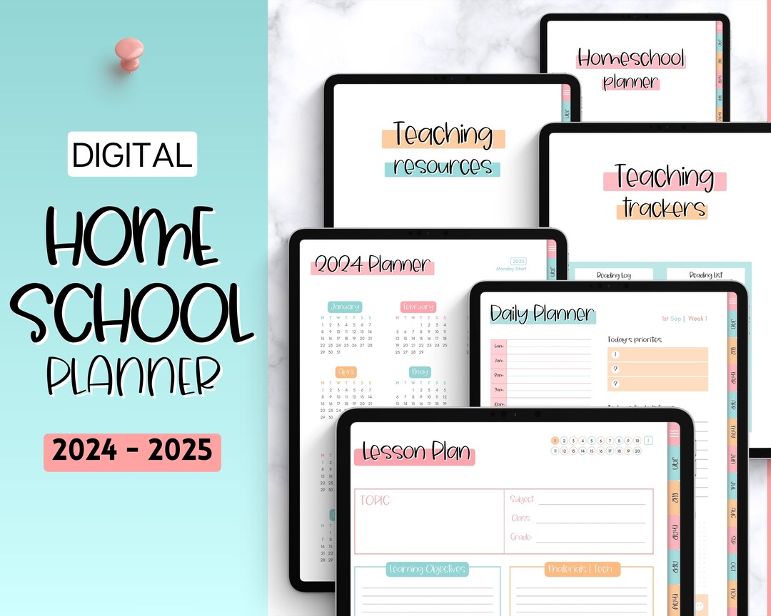 Digital Homeschool Planner, 2024 & 2025, Lesson Plan Template, Home ...
