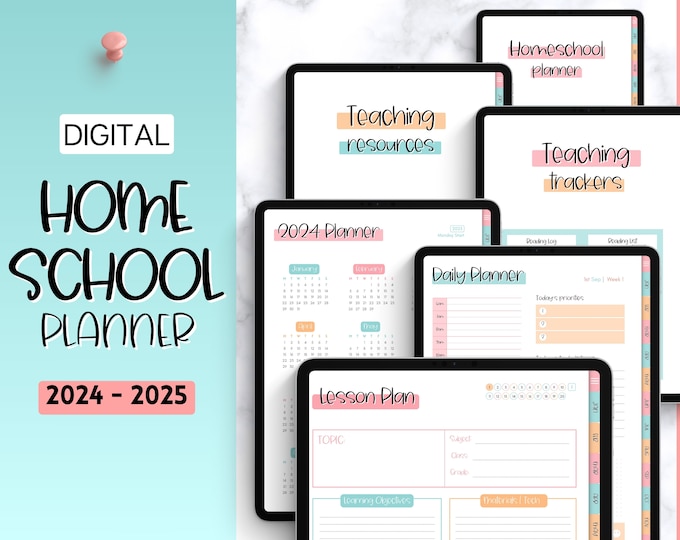 65pg HOMESCHOOL Planner Printable, 2024 2025 Home School Teacher ...