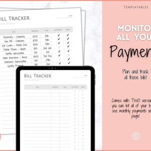 Bill Payment Tracker, Printable Monthly Bill Organizer & Checklist ...