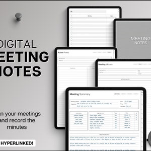 Meeting Minutes Template, Digital Meeting Notes, Digital Planner ...