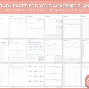Student Planner Printable BUNDLE, 40+ Pg Study Planner, Academic ...